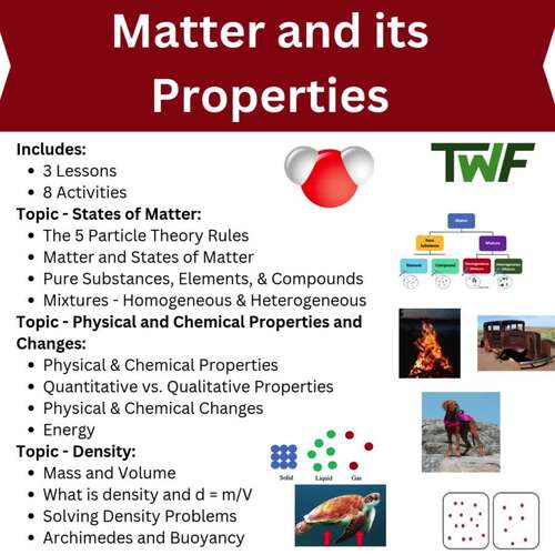 Matter and its Properties Unit | Physical Chemical Properties, States ...