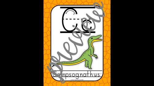 Alphabet Posters Dinosaurs A-Z with Orange Scales Border Classroom Decor
