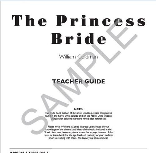 The Princess Bride Novel Units® Teacher Guide Novel Study | TPT