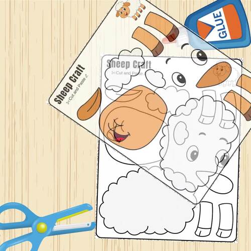 Sheep Craft Farm Animals Bulletin Board Theme Craft Activities-Cut & Paste