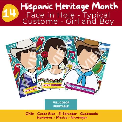 14 Face in Hole Full Color - Boy and Girl - Typical Costume - Hispanic ...