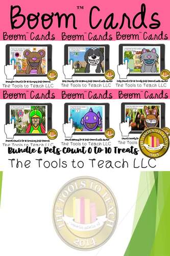 Bundle 6 Boom™ Cards Feed Pets 0 to 10 Audio Self-Correct Kindergarten Unit