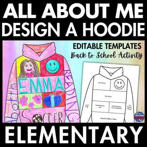Design a Hoodie All About Me EDITABLE Back to School IcebreakerActivity