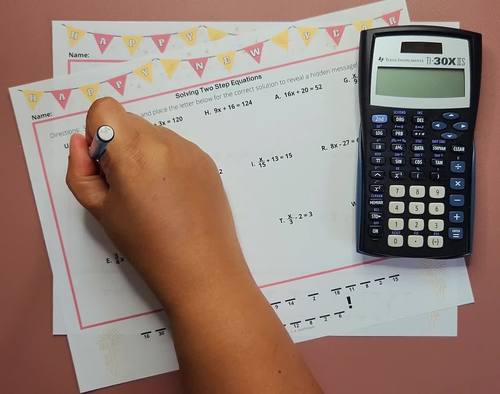 Happy New Year Hidden Message Math Activity // Solving Two Step Equations