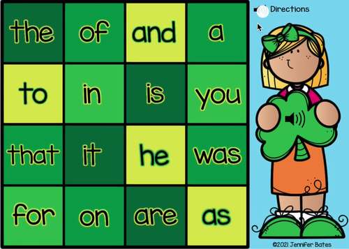 Boom Cards Sight Words #1 Puzzle Reveal St. Patrick's Day Distance Learning