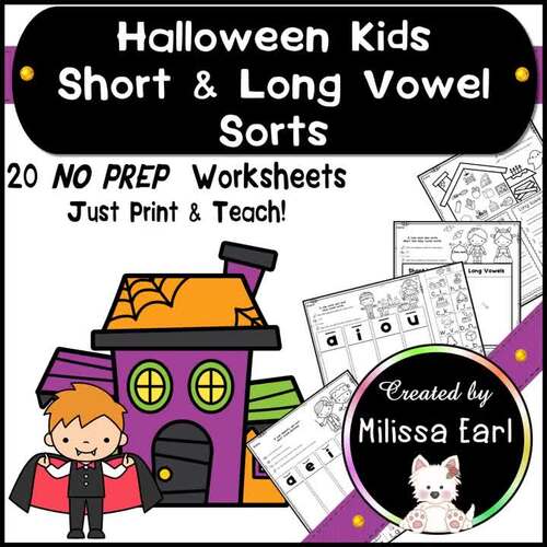 20 Halloween Kids Short & Long Vowel Sorts Magic e Science Of Reading ...