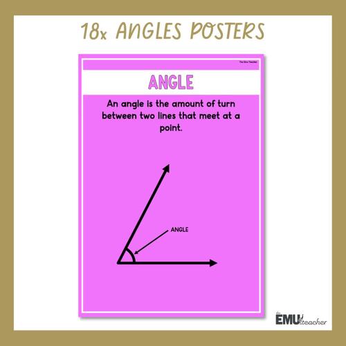 Angle Types & Relationships Posters Brights Key Vocabulary by The Emu ...
