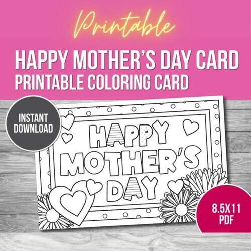 PRINTABLE Mothers Day Coloring Card Craft for Kids, Great Mothers Day Gift