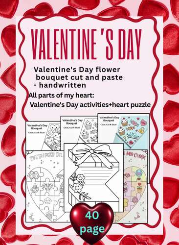 Valentines Day |Cut and write color |Interactive worksheet activities