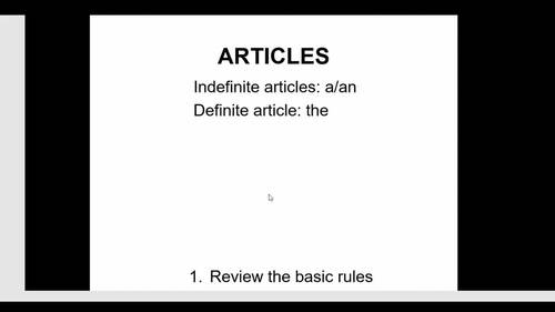 Articles; using 'a' 'an' 'the'. Interactive Grammar Presentation with ...