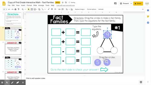 Fact Families First Grade Math Activity for Google Slides | TpT