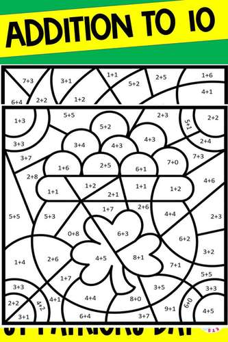St. Patrick's Day Color by Number Addition to 10 by Primary Piglets