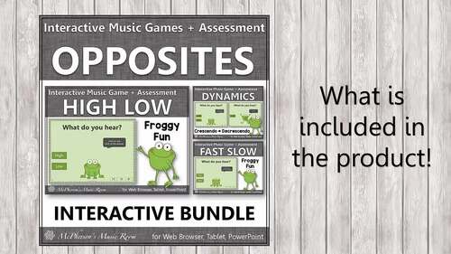 Music Games for Elementary Music Opposites + Assessments Bundle {Froggy ...