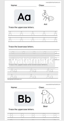 Alphabet uppercase and lowercase letter writing printable | TPT