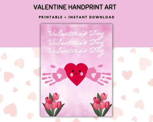 Valentine Handprint art, Valentine Preschool Activity, Craft for Toddlers