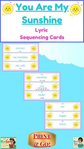 You Are My Sunshine Lyric Sequencing Cards | Music & (Hands-On Literacy ...