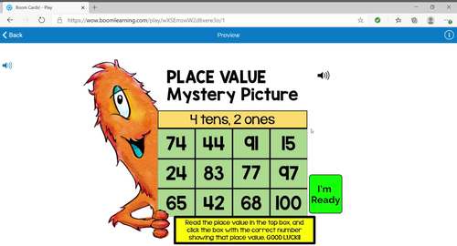 Place Value BOOM Cards Mystery Picture 2 Digit First Grade Math | TPT