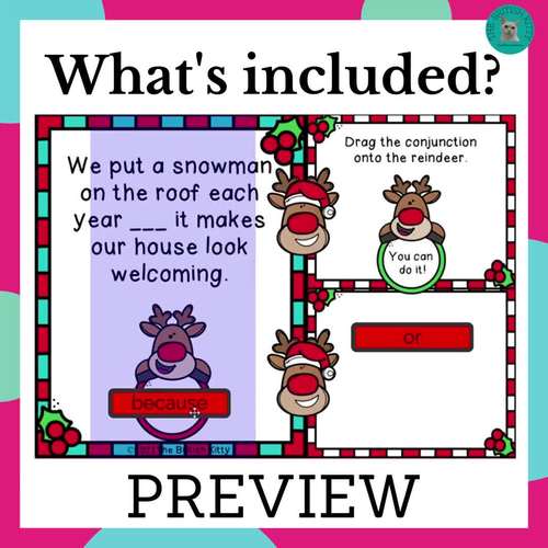 Christmas Reindeer Conjunctions Winter Boom Cards™ by The British Kitty