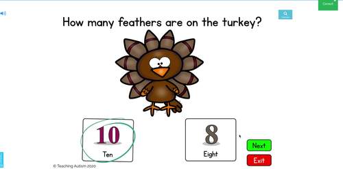 Counting to 10 Thanksgiving Boom Cards | Math Boom Cards by Teaching Autism