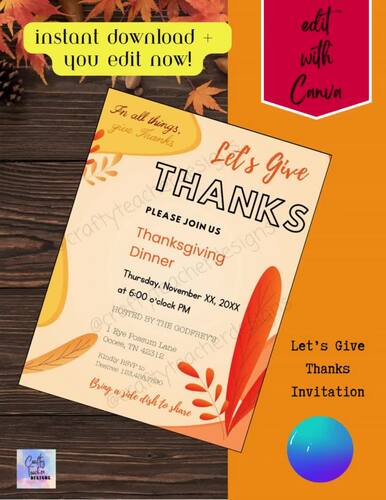 EDITABLE | Thanksgiving | Gather Together | Let's Give Thanks | Family Time