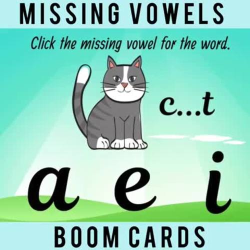 Missing Vowels | CVC Vowel Sounds Boom Cards by Disha Digital School