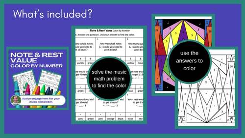 Note & Rest Value Color by Number Music Activity | TPT