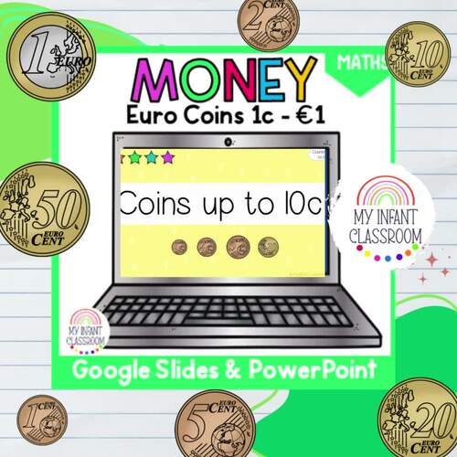 Money EURO Coins 1c- €1 Digital Slides for PowerPoint and Google Slides