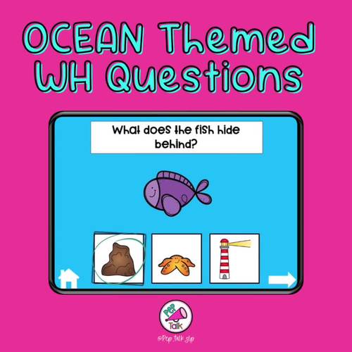 Ocean Themed Wh Questions Speech Therapy Activity BOOM CARDS by Pep Talk