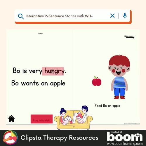 Interactive 2 Sentence Stories with WH-Questions (Collection 1) Boom Cards™
