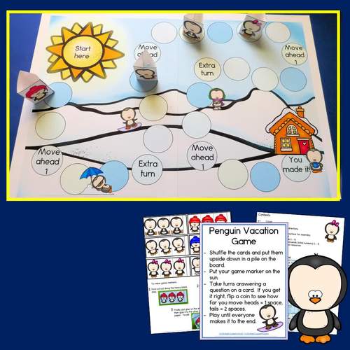 Penguin Addition and Subtraction within 15 Game for Math Fact Fluency