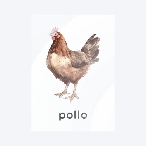 ANIMALES DE LA GRANJA Spanish Vocabulary Flashcards by Mini Minds Print Co.