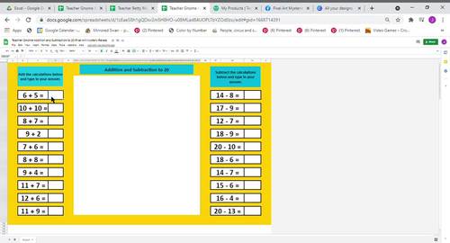 Teacher Gnome Number Bonds to 20 Pixel Art Mystery Reveal by Juliane ...