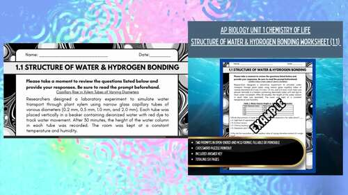 AP Biology UNIT 1 Chemistry of Life 1.1 Water Case Study Lab Digital ...
