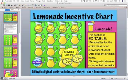 Lemonade Digital Class Incentive Chart for PowerPoint or Google Slides