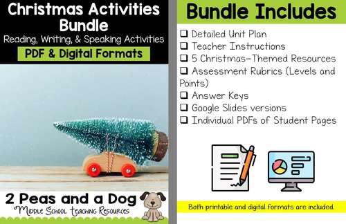 Middle School Christmas Activities Bundle by 2peasandadog | TPT