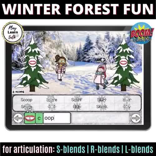 Articulation Speech Therapy - S blends, R blends, L blends - Winter ...