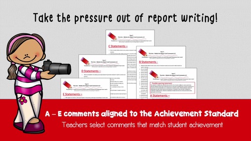 Australian Curriculum Year 5 Media Arts Report Card Comments by Ideacations