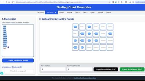 Drag and Drop Seating Chart Generator by The EdTech Tools and Game Store