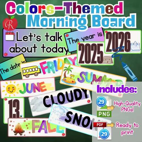 Morning Board Calendar | Back to school | Colors-Themed | Days ...