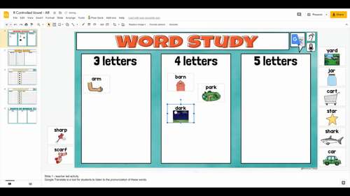 Digital Word Study | R-Controlled Vowel AR | Google Slides | ESL