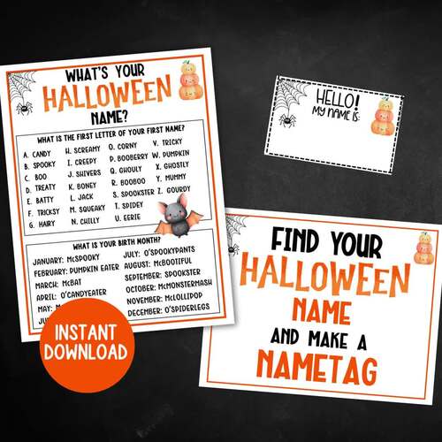 Classroom Halloween Game, Printable Halloween Name Game, Classroom ...