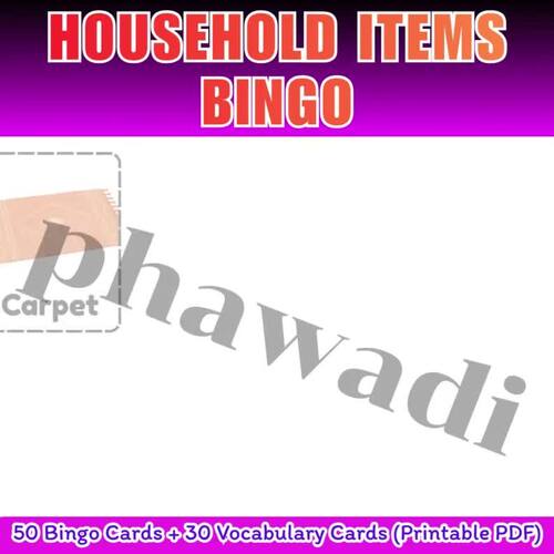 Household Items Bingo | 50 Bingo Cards & 30 Vocabulary Cards | ESL ...