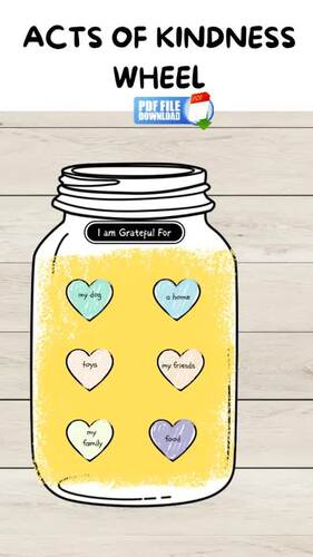 Attitude of Gratitude Craft Activity, Thankful Hearts Jar Printable for ...