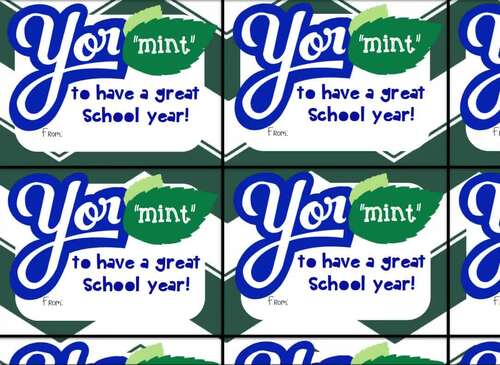 York Peppermint Chocolate Beginning of Year Gift Tag | TPT