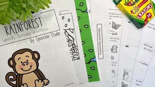 Rainforest Themed Language and Articulation Workbook for Speech Therapy ...