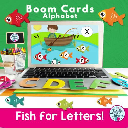 Boom Cards™ Alphabet Review Fishing for Letters by Leigh's Library
