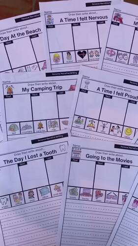 First Grade Narrative Writing Prompts | Sentence Starters Worksheet