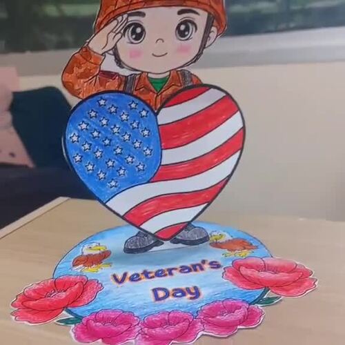 Veterans Day 3D Craft: Addition Math Worksheets Activities for Kids
