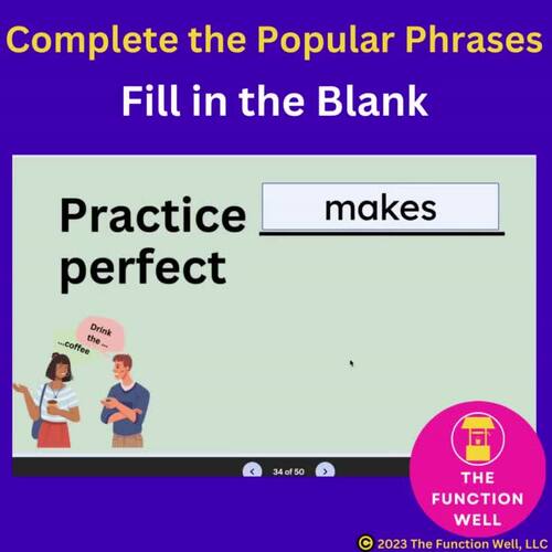 Complete the Popular Phrases (Aphasia Task) Adult Speech Therapy Activities