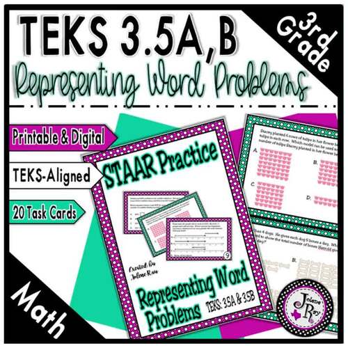 3rd Grade Math STAAR Prep Word Problem Task Card Game / TEKS 3.5A, 3.5B